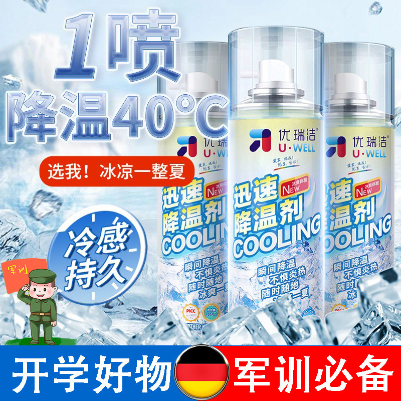 德国冰凉清d凉降温喷雾剂夏天户外军训防中暑身体快速冷感解暑神