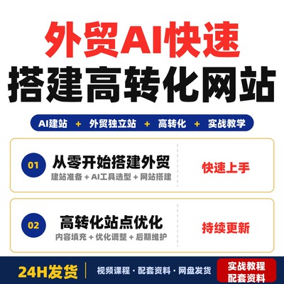 外贸AI建站全流程实战教学不用代码不用美工快速搭建高转化完整版