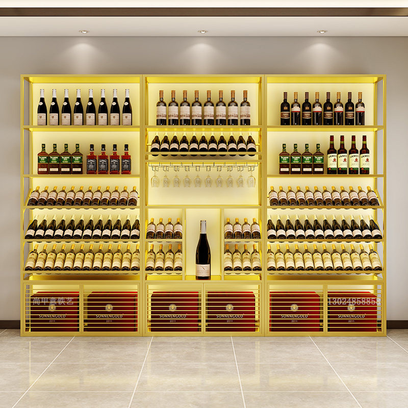 酒庄红酒柜展示架酒窖多层葡萄酒架餐厅靠墙白酒洋酒置物架子定制