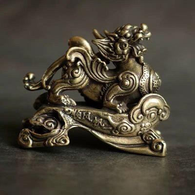一帆风顺复古纯黄铜公母一对貔貅店铺开业守财家里摆件工艺品