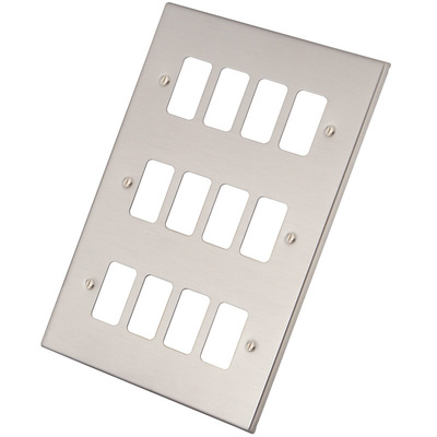 英标英式英规英国开关面板  12 MODULE GRID PLATE BRUSHED STEEL