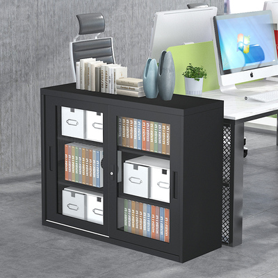 办公家具文件柜加宽钢制铁皮资料柜储物柜档案柜三层W移门矮柜带