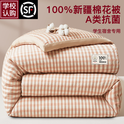 速发新疆棉花被子棉被学生宿舍花絮芯冬被单人加厚保被棉被垫暖褥