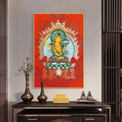 速发文厅菩萨唐卡画用佛像挂家玄关过道装饰画客殊藏传佛画中堂画