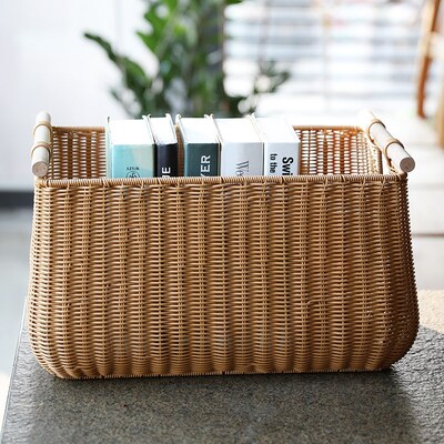 速发大容量家用收纳大 仿藤编无盖欧式箱号收纳筐卧衣室物整理箱