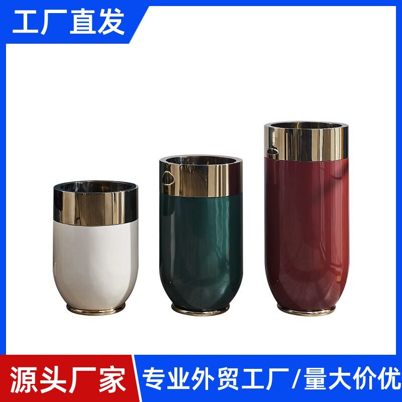 高档室内轻奢落地花盆网红个性创意摆件插器别墅花瓶会所大堂花桶