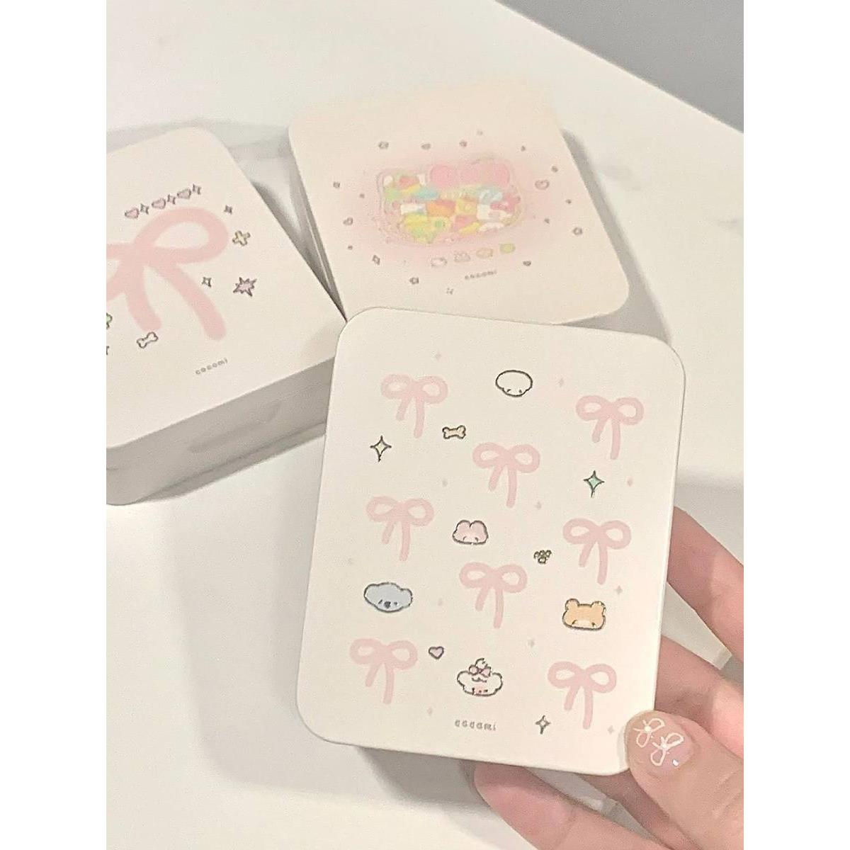蝴蝶结口袋铁盒贴纸封口贴杂物小卡收纳ins少女心高颜值收纳防尘