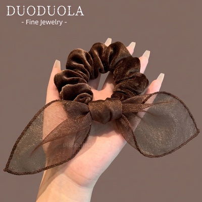 韩版简约百搭丝绒网纱蝴蝶结发绳发圈精致时尚肠圈耐用不伤发发饰