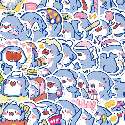 肥肥鲨贴纸可爱卡通q版手账防水