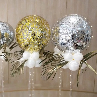 透明波波球亮片气球立柱支架落地商场店铺周年庆开业乔迁布置地飘