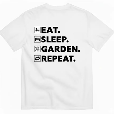 Eat Sleep Garden Repeat 短袖 简约字母印花宽松白色 T 恤男女