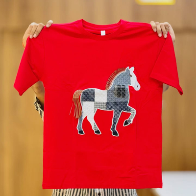 印花CHINESE NEW YEAR FIRE HORSE T-SHIRT2026新款宽松本命年马