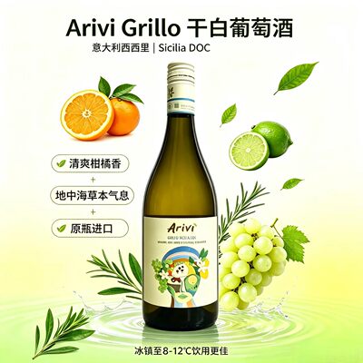 意大利Arivi干白葡萄酒特雷比亚诺DOC清爽干型白葡萄酒