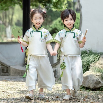 儿童汉服夏季中国风演出服男女童古风唐装礼服幼儿园六一表演服装