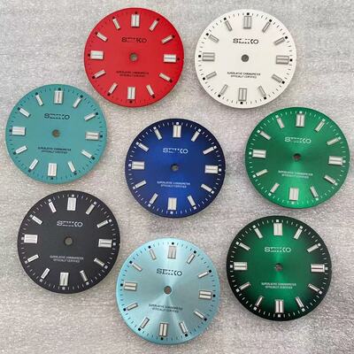 NH35表盘条钉绿夜光直径28.5mm表盘无历字面适装NH35机芯手表配件