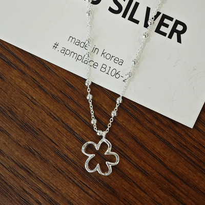 925银银色镂空珠珠链花朵项链女新款轻奢ins风小众锁骨链饰品定制