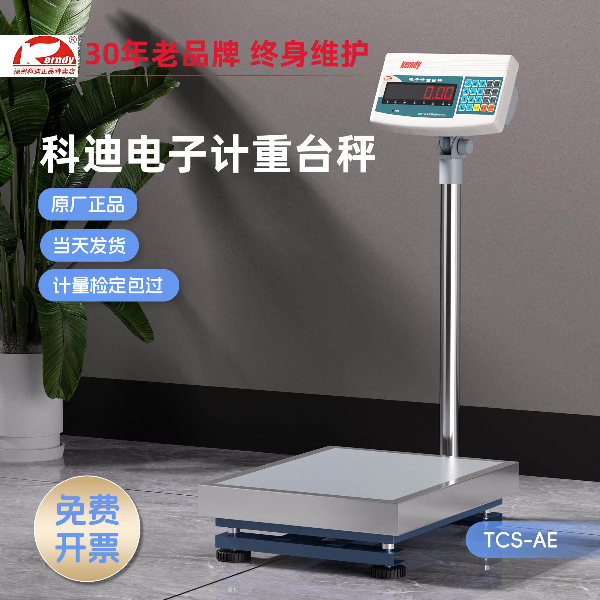 福州科迪电子秤TCS-AC/AE高精度工业计重秤150/300kg称克精准台秤