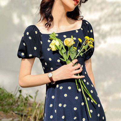 小雏菊波点茶歇裙2025夏季新款