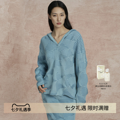 觉织羊毛连帽套头衫宽松抗起球