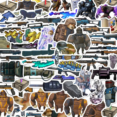 200张地铁逃生素材贴纸游戏装备素材个性创意贴画装饰桌面房间DIY