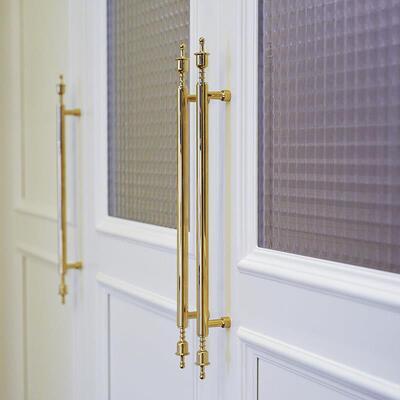 不止黄铜法式意式高端实心纯黄铜拉手电筒镀金色衣柜门鞋柜长条把