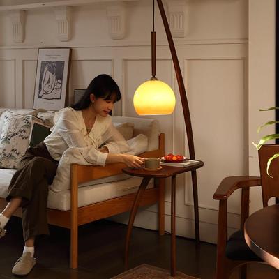 中复古客厅钓鱼落地灯沙发氛围卧室置物架法式床头柜台灯一体边几