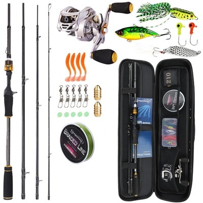 Sougayilang 1.8-2.4m Fishing Rod Reel Combo 4 Sections Carbo
