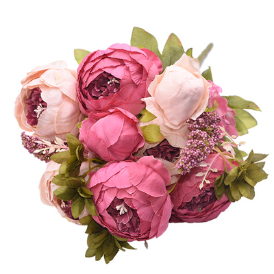 极速1Bunch European Artificial Peony Flowers Silk Fake Flowe