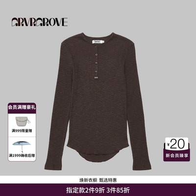 GRVR GROVE官方旗舰店 2025FW秋季款圆领长袖T恤打底衫 GF5TS02M