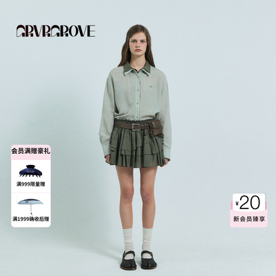 GROVE官方旗舰店2026SS春夏新款韩系上装长袖衬衫撞色女GS26SHC61