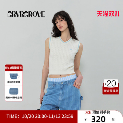 GRVR GROVE官方旗舰店SS春夏款女士V领针织衫无袖背心GR5KN03C