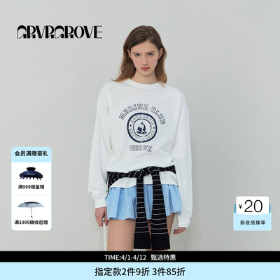 GROVE官方旗舰店SS春夏款女士圆领长袖T恤GS5SW52M