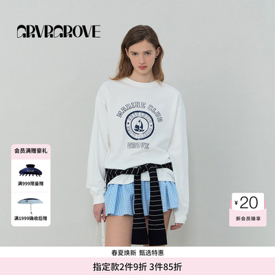 GROVE官方旗舰店SS春夏款女士圆领长袖T恤GS5SW52M