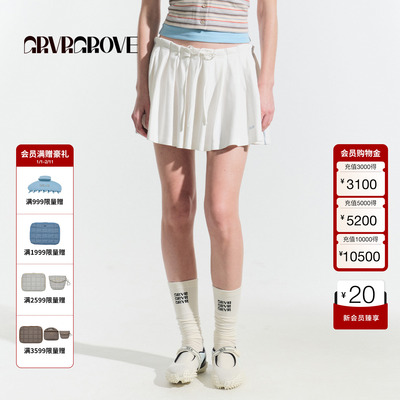 GROVE官方旗舰店2025HS夏日新款女针织百褶短裙韩系短裙GM5SK01C