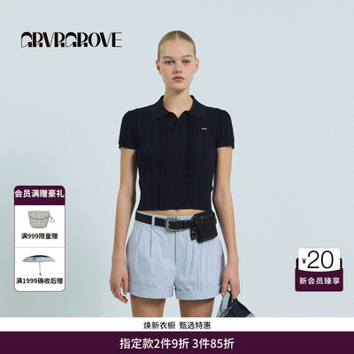 GRVR GROVE官方旗舰店26SS春夏韩系短袖针织衫坑条设计GS26KNC09