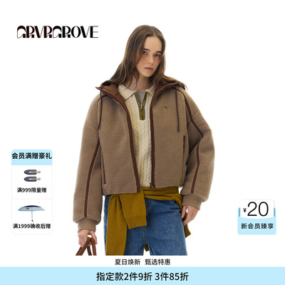 GROVE官方旗舰店 WT冬季款宽松休闲短夹克上装女 GCW5JP04