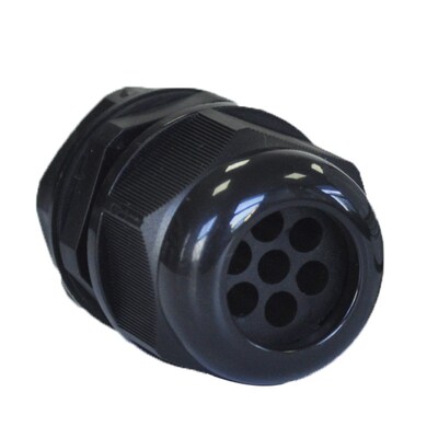 蓝盛 七孔八孔尼龙电缆防水接头IP68密封锁紧多孔格兰7孔8孔黑灰