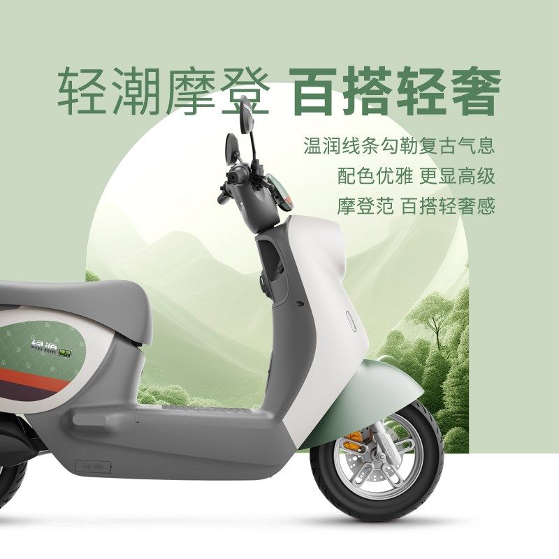 【门店自提】绿源电动车60V20Ah铅酸长续航成人代步电动摩托车MOK