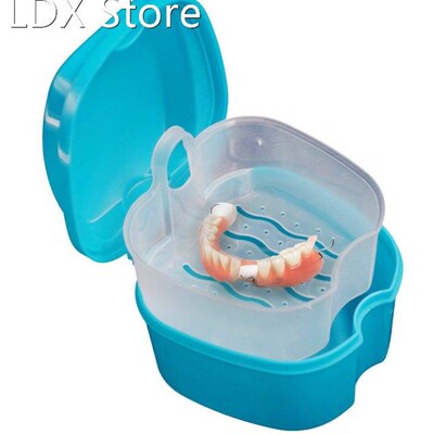 极速Denture Bath Box Cleaning Teeth Case Dental False Teeth