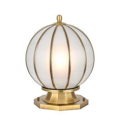 全铜柱头灯户外防水太阳能柱头灯圆形围墙灯别墅庭院接电款门柱灯