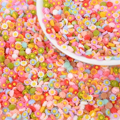 100Pcs/Lot 6mm Sun flower Resin Flatback Beads for Jewelry M