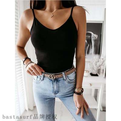Explosive summer womens wear solid color shoulder strap sh