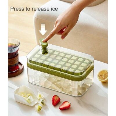 极速2 In1 Ice Cube Ice Tray Making Mould Box Set Easy Releas