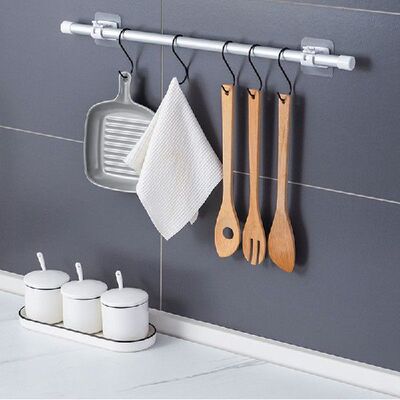极速2pcs Nail-Free Adjustable Curtain Rod Holder Clamp Hooks