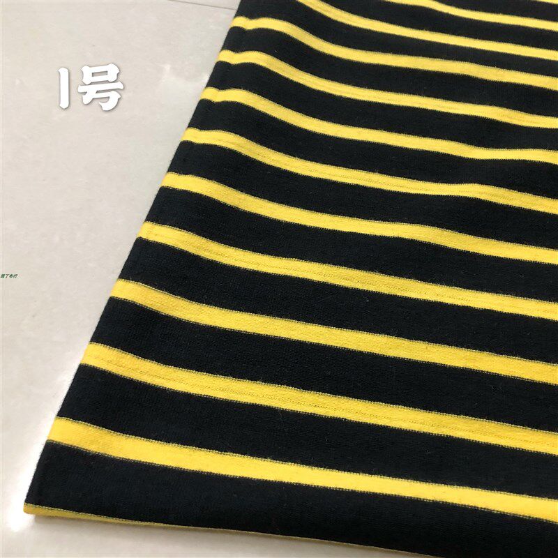 条纹针织莱卡棉弹力布料夏凉舒适T恤汗衫连衣裙套装宝宝服面料