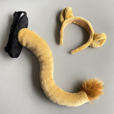 Anak-anak Lembut Kartun Singa Hutan Hewan Ekor Telinga Ikat