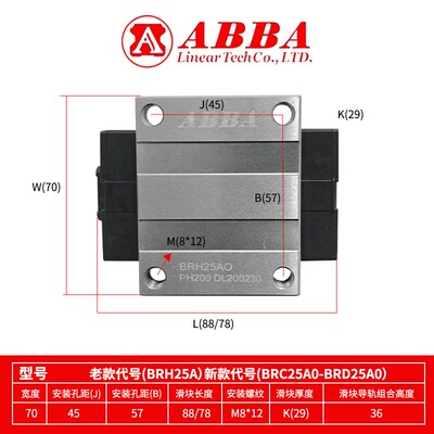 台湾直线导轨ABBA滑块BRH15A H20A H25A H30A H35AH45A合资互换型