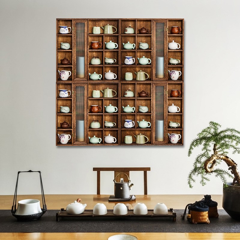 实木展示博古架茶壶收纳柜茶杯茶具置物架壁挂挂墙格架中式多宝阁
