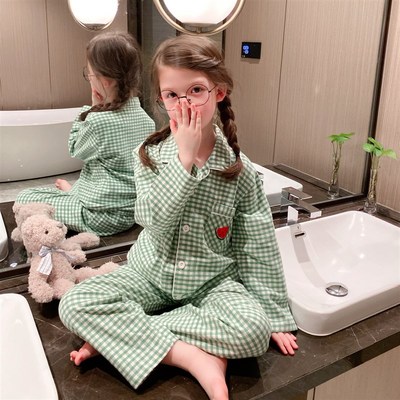 秋冬亲子睡衣一家三口装长袖纯棉家居服春秋儿童磨毛开衫居家套装