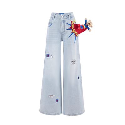 13DEMARZO 25秋冬DC Superman联名口袋阔腿裤牛仔裤Rainbow集合店